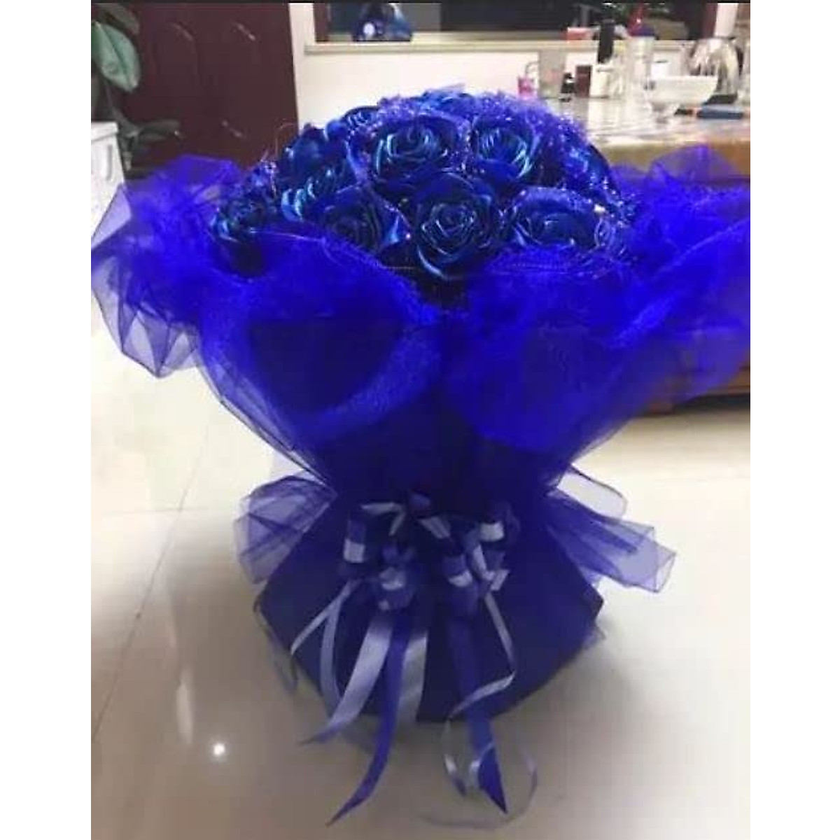 Leoyoubei 20 Sheets Flower Bouquets Wrapping Paper,Waterproof Frosted Gift Packaging Paper,Gift Box Packaging,Packaged on Both Sides Paper Bundle Florist Bouquet Wraps Material 22.8” (Royal Blue)