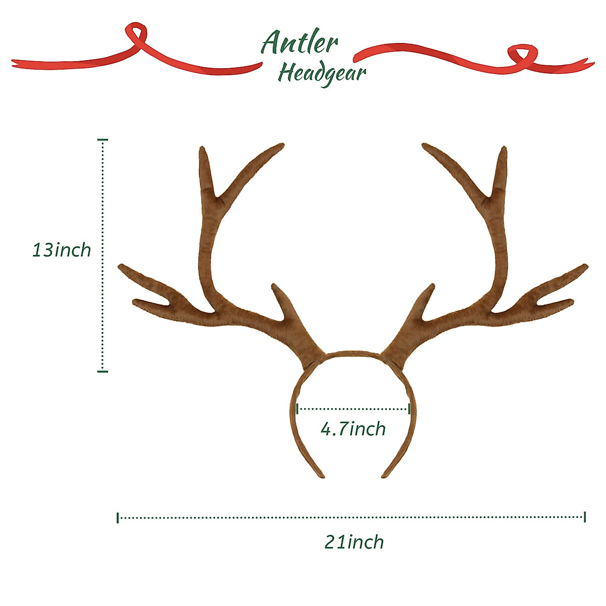IGMaryBox Christmas Reindeer Antlers Headband Halloween Party Accessories Cosplay Elk Horns Costume Deer Antlers Headband Brown Elk Headgear