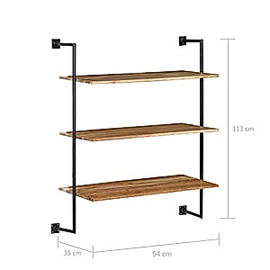 iFCOW Wall Shelf Floating Shelves Wall Shelves Decorative Storage Shelves for Bathroom Kitchen Bedroom Office 37"x13.7"x44.4" Solid Acacia Wood
