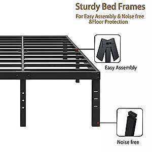 Caplisave California King Bed Frame,Heavy Duty Metal Platform 18 Inch High Bed Frames，Max 3500lbs Sturdy Metal Support，Underbed Storage，Easy Assembly，No Box Spring Needed,Black