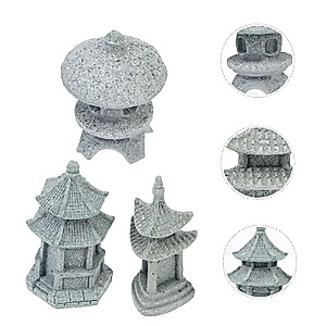 YARNOW Mini Pagoda Statue Ceramic Fairy Garden Figurine Hexagon Environments Flower Vase Aquarium Decorations DIY Micro Landscape Ornament 3Pcs, Light Grey, 5.5x2.8cm (302O3HB0N1EG1511I1LAVD)