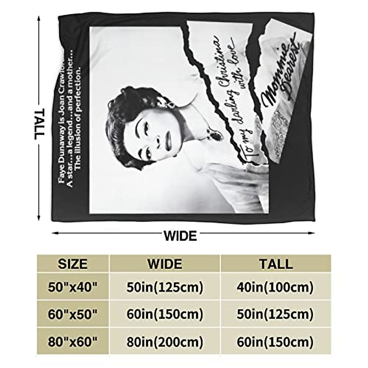 Joan Crawford Blanket Ultra-Soft Micro Fleece Blanket Warm Cozy Plush Bed Blanket Lightweight Sofa Throw Blanket