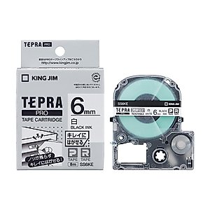 King Jim SS6KE Tepra PRO Tape Cartridge, Clean Peel and Stick Label, 0.2 inches (6 mm), White