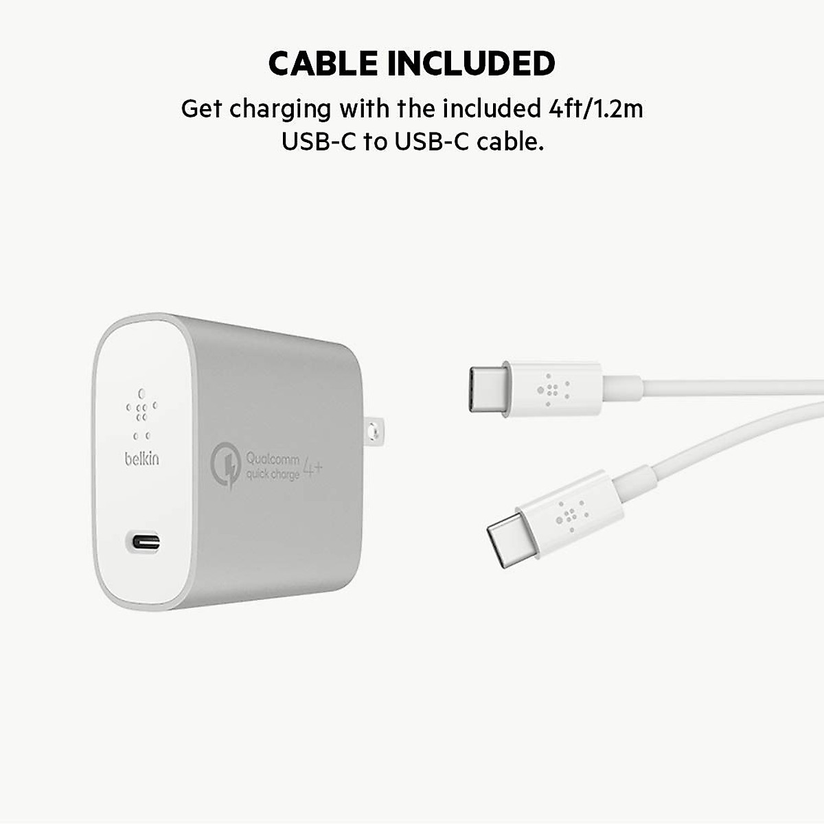 Belkin Boost Charge 27W Quick Charge 4+ Home Charger with 4ft/1.2m USB-C to USB-C Cable