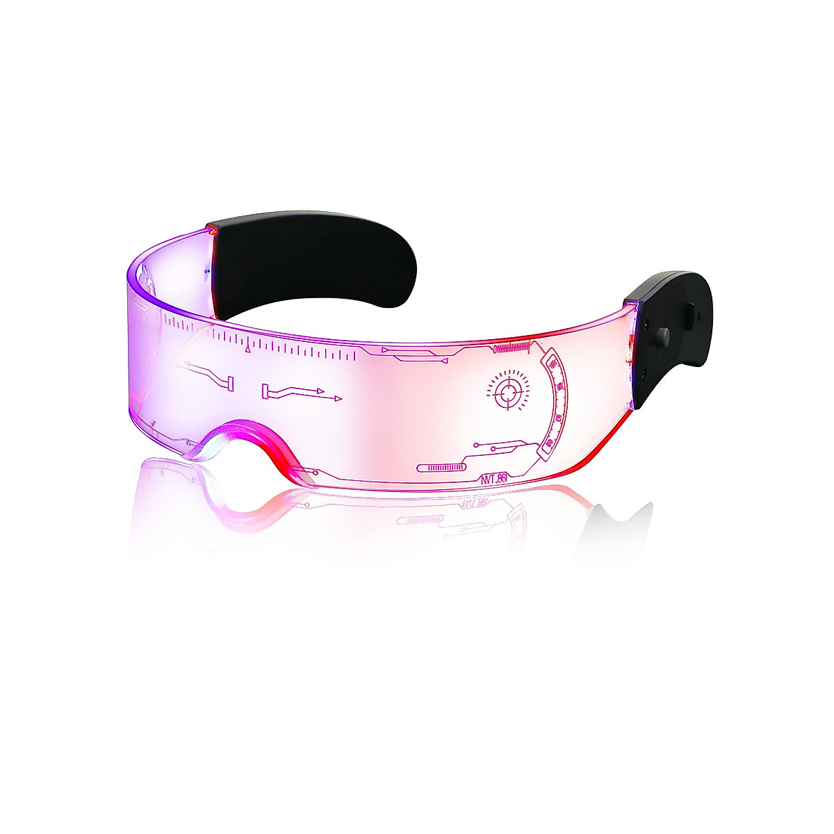 JIMIMORO LED Visor Light Up Glasses - 7 Color & 4 Modes Cyberpunk Futuristic Luminous Cosplay Glasses for Kid Adult