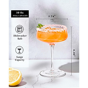 JBHO Martini Glasses and Champagne Flutes, Crystal Coupe Glasses Set of 4, Cocktail Glasses, Hand-Blown Champagne Coupe Glasses for Espresso Martini, Manhattan as Bar Glassware or Housewarming Gift