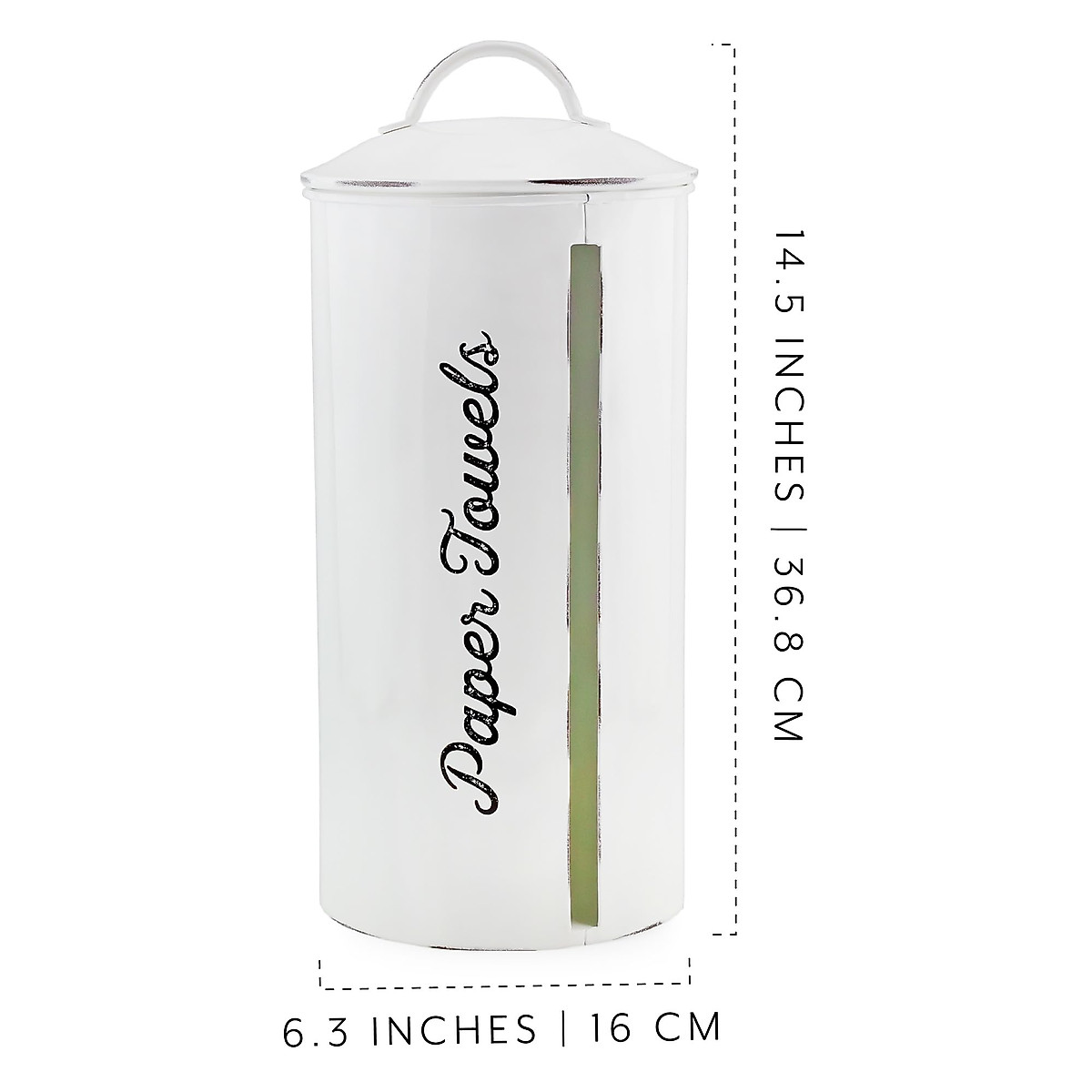 AuldHome Farmhouse Paper Towel Holder (White); Rustic Enamelware Countertop Paper Towel Dispenser for Kitchen