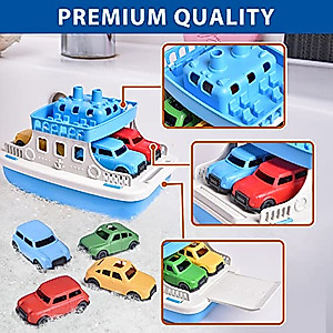 Toy Boat Bath Toys for Toddlers with 4 Mini Car Toys, Kids Water Toys Ferry Boat for Bathtub Bathroom Pool Beach Toys, Birthday Gifts