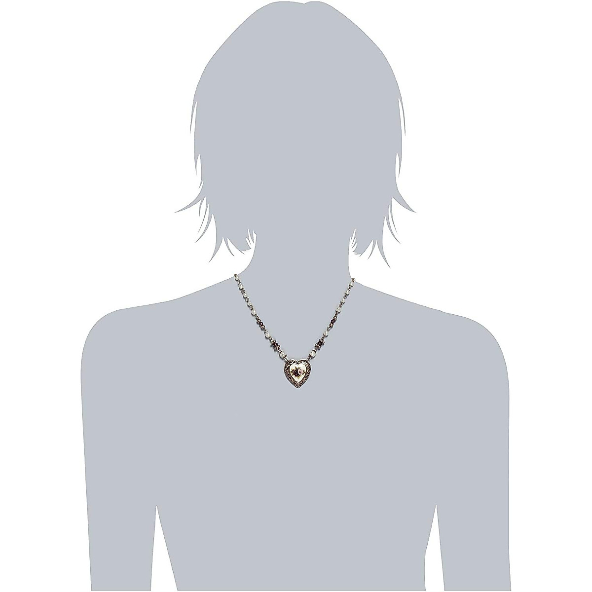 1928 Jewelry Women's Rose Gold Tone Manor House Faux Pearl Purple Flower Heart Pendant Necklace 15" + 3" Extender