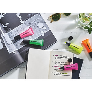 Highlighter - STABILO NEON - Pack of 4 - Yellow, Green, Pink, Orange