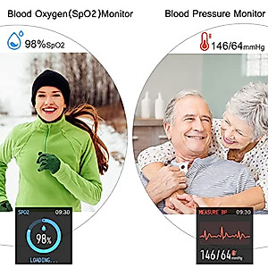 Popglory Smart Watch, Smartwatch with Blood Pressure, Blood Oxygen Monitor, Fitness Tracker with Heart Rate Monitor, Full Touch Fitness Watch for Android & iOS for Men Women