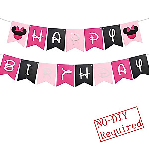 Minnie Birthday Banner, Minnie themed party supplies, girl birthday party decoration items