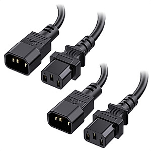 Cable Matters 2-Pack Short Computer to PDU Power Extension Cord, Power Extension Cable 1 ft (IEC C14 to IEC C13 PDU Power Cord)