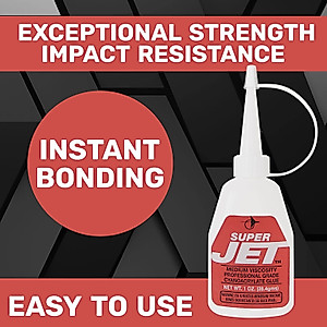 Jet Glue Super Jet - Medium Thickness Industrial Strength CA Glue - Forms Strong Bonds With Just Anything