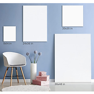 ARTEZA Stretched Canvas, 24 x 36 Inches, Pack of 2, Blank White Large Canvas for Acrylic, Oil and Gouache Painting