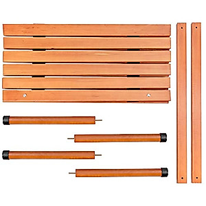 COSTWAY Wood Picnic Folding Roll Up Outdoor Camping Beach Dining Use Low Portable Table with Carrying Bag