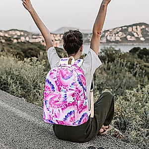 LEDAOU Backpack for Girls School Bag Kids Bookbag Teen Backpack Set Daypack with Lunch Bag and Pencil Case (Tie Dye Pink Purple)