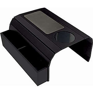meistar Sofa Tray Table with EVA Base and Couch Cup Holder. Remote Control and Cellphone Organizer Holder, Arm Rest Organizer, Arm Rest Table with Pockets. Fits Over Square Chair arms. (Black)