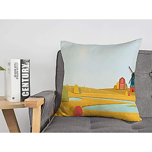 Starosa Throw Pillow Cover Grain Wind Rural Design Summer with Farm Land Landscape Harvest Village Old Windmill Parks Outdoor Soft Linen Decorative Pillows Cushion Cover for Couhc Bed 20x20 Inch