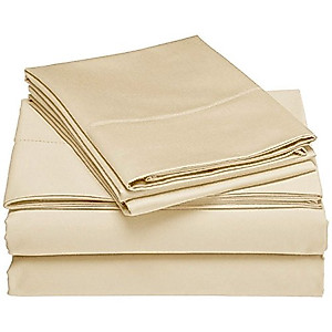 Knit Jersey 100% Cotton 3 PC Twin XL Sheet Set Soft and Comfy - Twin Extra Long, 15" Deep Pocket, 39" x 80" Great for Dorm Room, Hospital and Split King Dual Adjustable Beds - Beige
