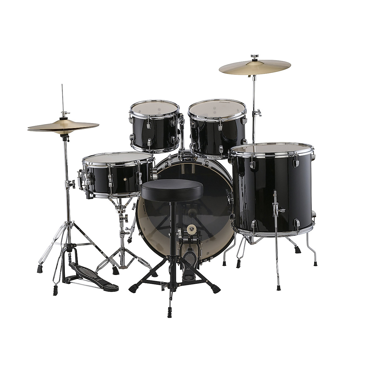 New Ludwig LC170 Accent Fusion Complete 5 Piece Drum Set Kit with Hardware & Cymbals (Black)