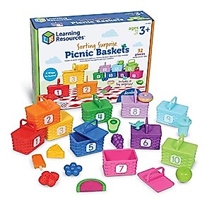 Learning Resources Sorting Surprise Picnic Baskets, Toddler Sorting & Matching Skills Toy, Fine Motor Skills, Preschool Educational Toys, 32 Pieces, Ages 3+