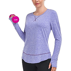 Tanst Sky Gym Shirts for Women, Long Sleeve Workout Shirts Loose Fit Quick Dry Hiking Yoga Clothes Basic Cooling Wicking Athletic Running Tshirts Flowy Tunic Tops for Leggings Purple XL