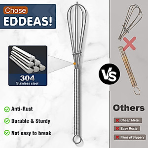 Eddeas Mini whisk, Small Whisk 2 Pieces, 5in and 7in 304 Stainless steel Wire Whisk for Whisking, Beating, Mixing Sauces, Blending Ingredients