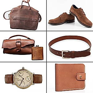 Tooling Leather Square 1.8-2.0MM Thick Genuine Top Full Grain Oil Tan Crazy Horse Cowhide Leather Sheets for Crafts Tooling Sewing Wallet Earring Hobby (Dark Brown, 8"x12")