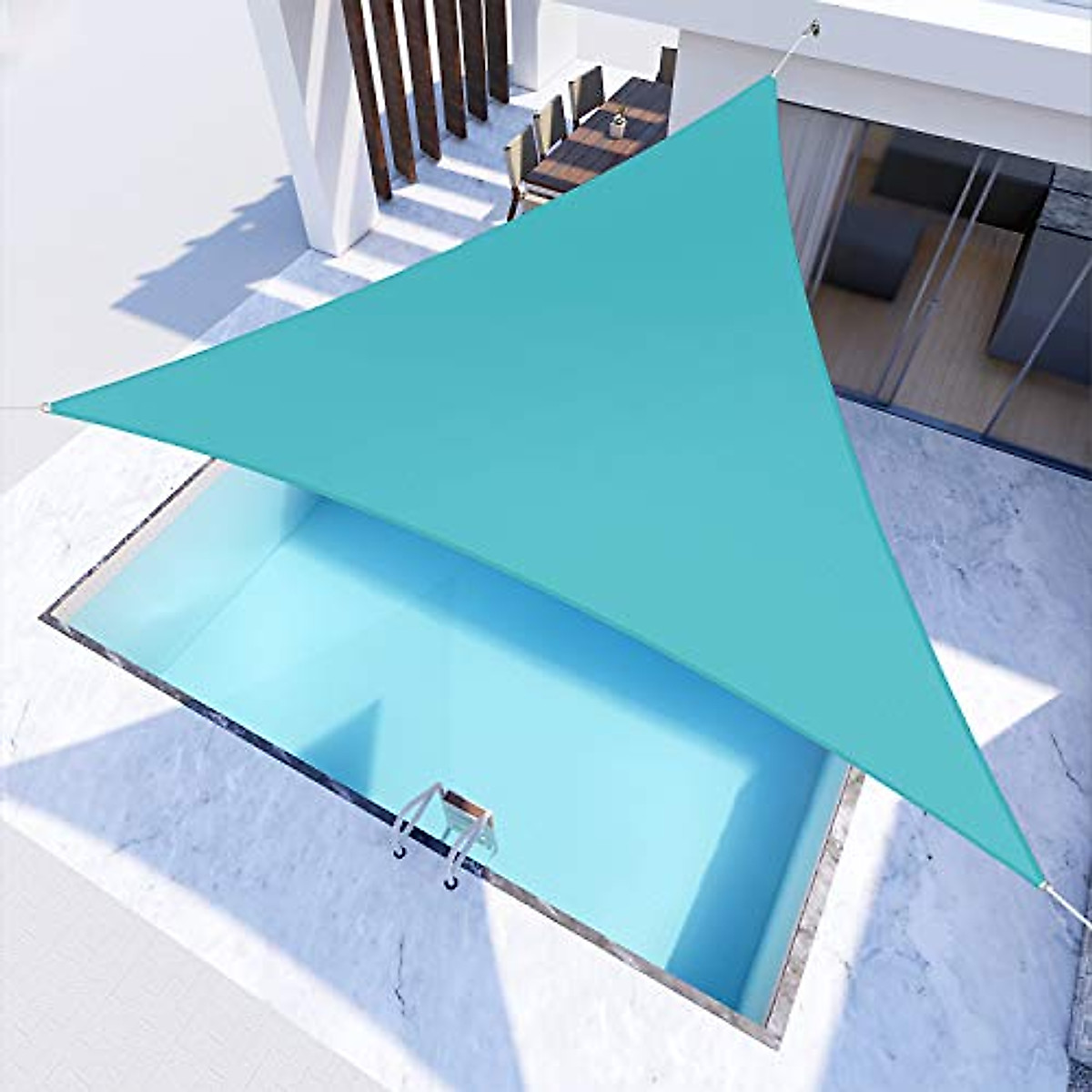 Windscreen4less Terylene Waterproof Sun Shade Sail UV Blocker Triangle Sunshade Patio Canopy Sail 12' x 12' x 12' in Color Turquoise 260GSM
