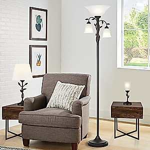 Catalina 22776-001 Traditional Torchiere Floor Lamp with Two Reading Lights, 72", Oil Rubbed Bronze