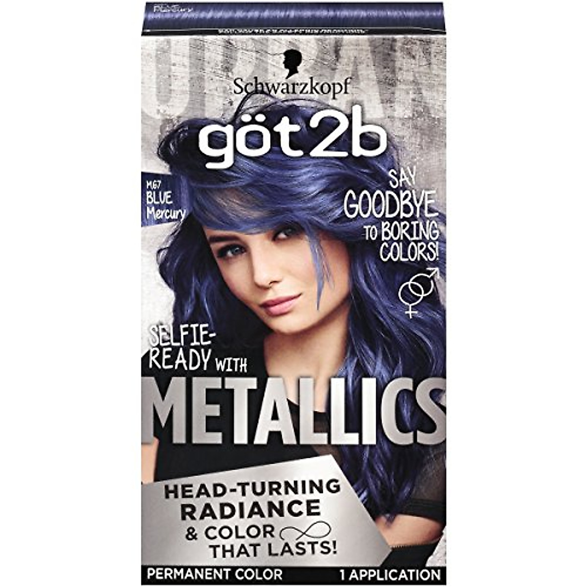 Schwarzkopf Got2b Metallics Permanent Hair Color, M67 Blue Mercury