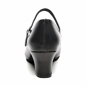 Womens Black Latin Salsa Character Shoes Ballroom Dance Heels Prom Wedding Shoes Dress Pump (8 / Black)