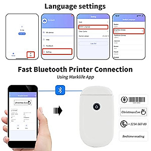 Portable Sticker Maker,Mini Bluetooth White Label Makers,Inkless & Wireless,Compatible with iOS & Android, Ideal for Home, Office Organization, Business Bulk Print