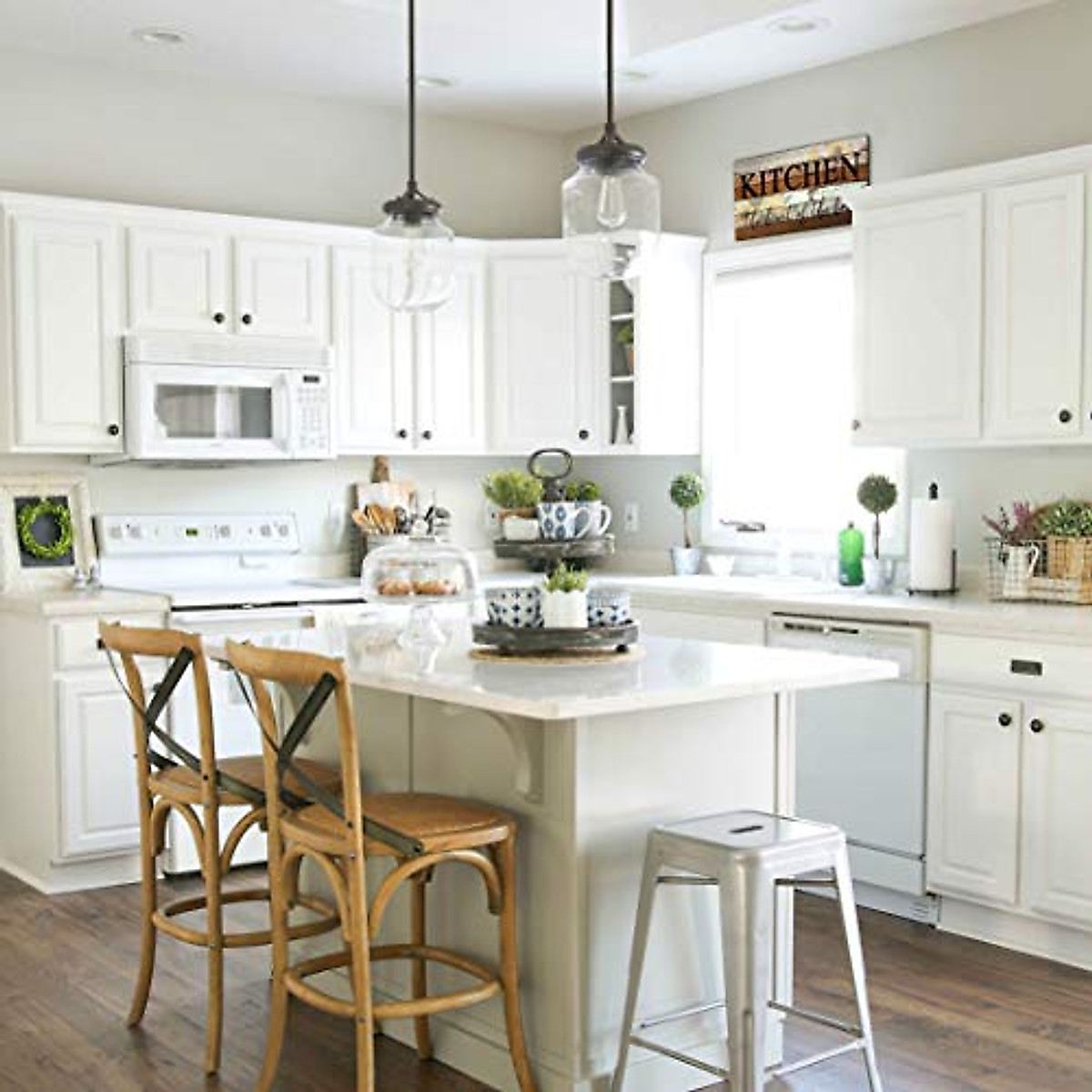 Farmhouse Kitchen Signs Wall Decor Funny Kitchen Wall Art-Kitchen is The Heart of The Home-Sunflower Themed Printed Large Wood Signs Kitchen Wall Decor Home Decorations 16" x 8"