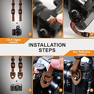 Padwa Lifestyle Black Camera Strap - Double Layer Crazy Horse Cowhide Head,1.5" Wide Pure Cotton Woven Camera Straps,Adjustable Neck Shoulder Strap for All DSLR Cameras,Great Gift for Photographers