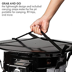 Mazatzal 20" Upgrade Portable Propane Fire Pit 52,000 BTU Outdoor Smokeless Gas Firepit Mini Electric Fire Pits for Outside Camping Campfire RV Backyard Deck Patio with Lid & Strap Lava Rock Stone