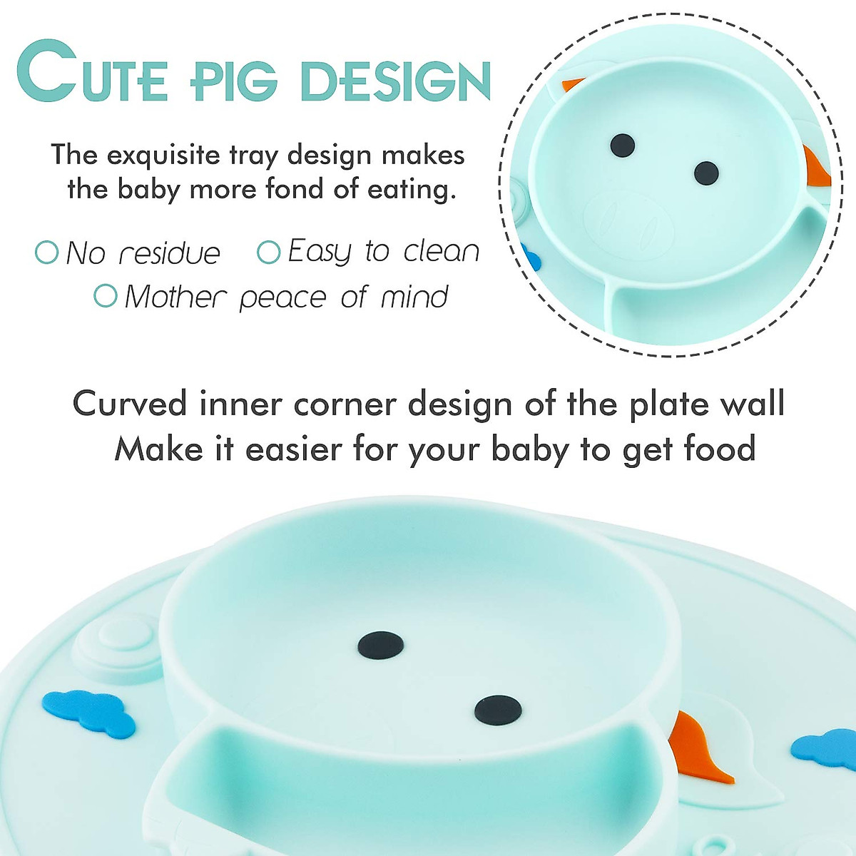 Baby Silicone Plate, Toddler Suction Plates Mini Plate Placemat for Kids and Infants Self Feeding, BPA Free, Microwave & Dishwasher Safe