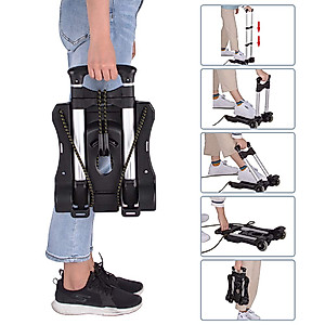 Generic Folding Luggage Cart Lightweight and Aluminum Alloy Travel Trolley 40kg/88lbs Load Capacity for Luggage, Personal, Travel, Moving and Office Use, Silver, Black