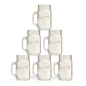 Protocol Mason Jar Glasses with Handles | Set of 6 | 16 Oz | Dishwasher Safe Drinking Glasses | Perfect for wedding showers, backyard BBQs | Great stocking stuffer, party favor or gift…