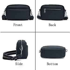 Lushandy Leather Crossbody Bags for Women Crossbody Camera Bag Purse Thick Strap Trendy Small Shoulder Bag with Guitar Strap