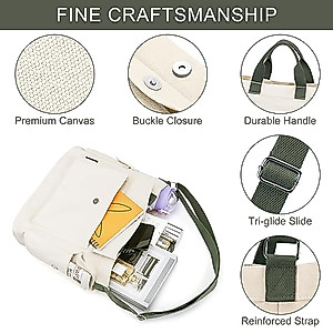 Canvas Tote Bag with Pockets for Women Crossbody Bag Canvas Shoulder Bag Work Tote Bag Hobo Handbag for Women Men