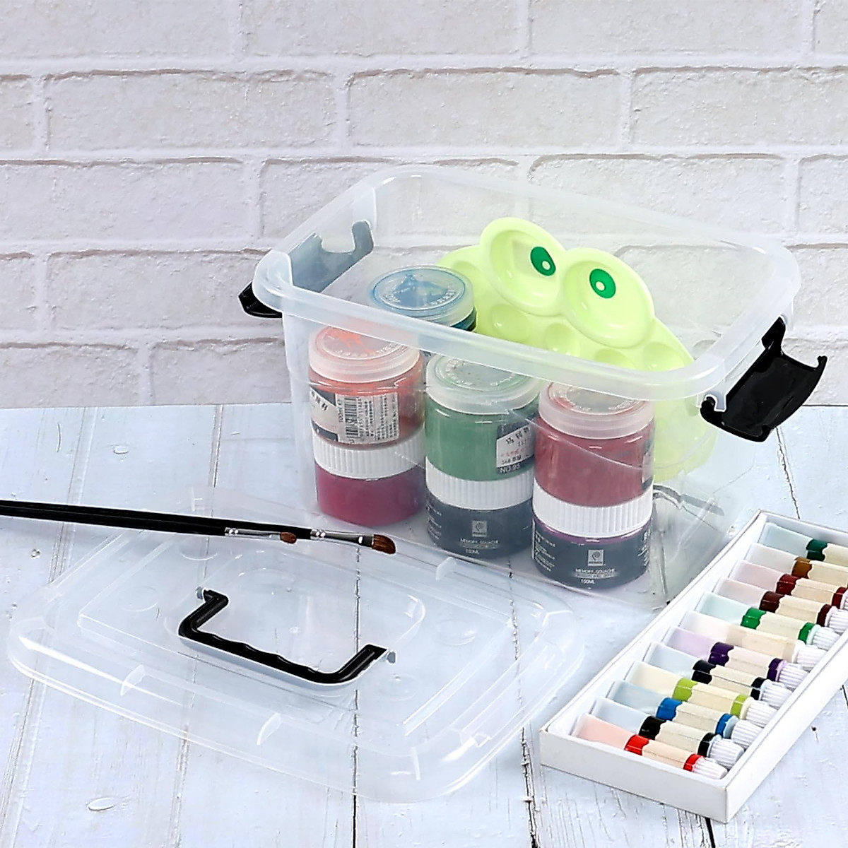 Oymlclivisa 6 Quart Plastic Storage Latching Bins with Handles, Clear Plastic Storage Boxes with Lids, 6 Packs