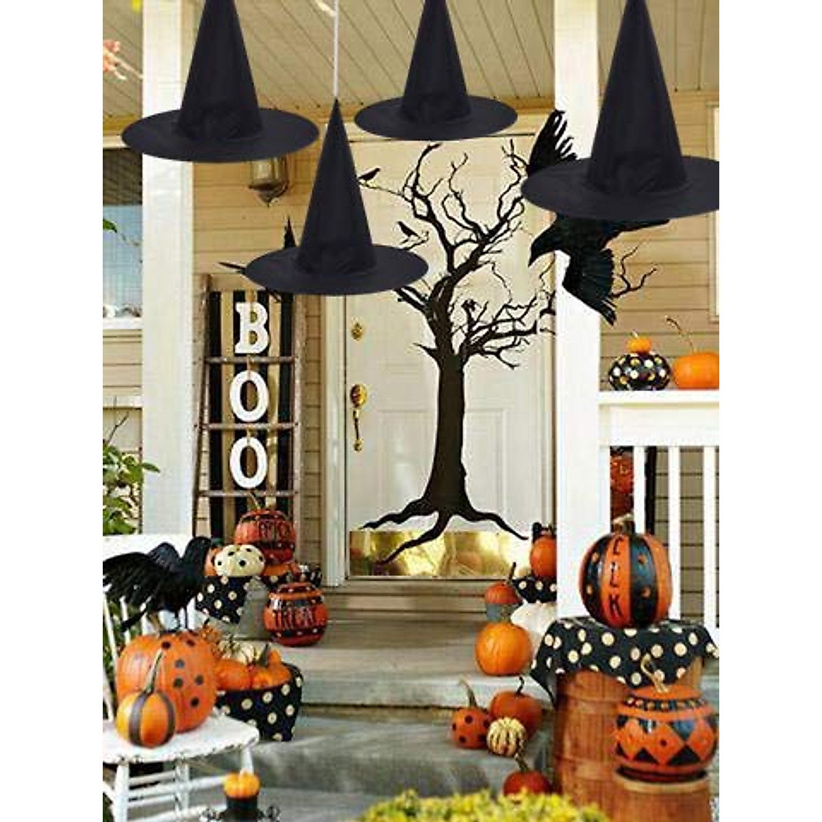 16 pcs Halloween Black Witch Hat for Party Masquerade Cosplay Costume Accessory Daily for Halloween Carnival Party Black