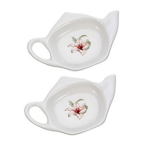 Baluue 2pcs Tea Bag Saucer Travel Jewlwery Holder White Serving Tray Cup Holder Tray Tea Bag Dish Tea Bag Holder Ketchup Saucer Delicate Tea Bag Tray Loose Tea Dish Teabag Storage Plates