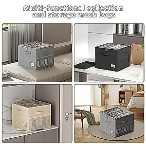 Shoe Organizer for Closet with Fabric Shoe Storage Bins - Clear Cover, Adjustable Dividers, and Foldable Bottom Support for 12 Pairs in Clear Storage Containers (Grey, (15.7 * 15.4 * 12.6) x1)