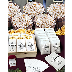 48Pcs He Popped the Question Popcorn Bags Engagement Bridal Shower Wedding Party Favors Popcorn Bags Wedding Bridal Shower Engaged Goody Snack Treat Bags Grease Resistant