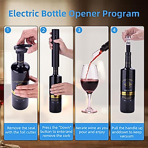Wine Opener Electric Wine Opener Set Wine Bottle Opener Set Battery Wine Electric Opener with Foil Cutter Vacuum Preservation Stoppers Wine Dispenser