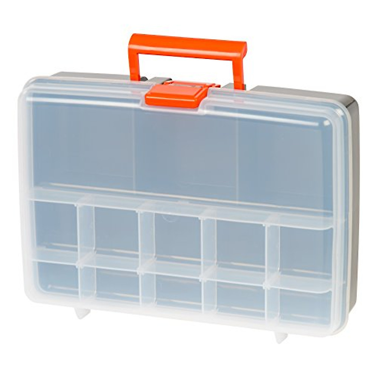 IRIS USA Medium Utility Parts Organizer, 2-Pack, Hardware Tools Crafts Sewing Supplies and Embellishments Carrying Case with Adjustable and Removable Dividers, Gray