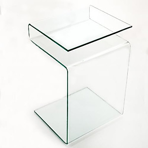 SMARTIK Glass Nightstand Side&End Table, Modern S-Shaped Clear Bedside Table/Side Table/Coffee Table for Living Room,Sofo Accessories, and Bedroom (S Shaped 16.55"x14.56"X24.02"H)